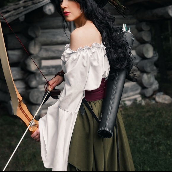 Dresses | Renaissance Cosplay 3piece Burgundy Cincher Medieval Olive ...